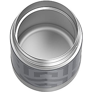 THERMOS FUNTAINER 10 Ounce Stainless Steel Vacuum Insulated Kids Food Jar with Folding Spoon, Grey And Aqua Waves