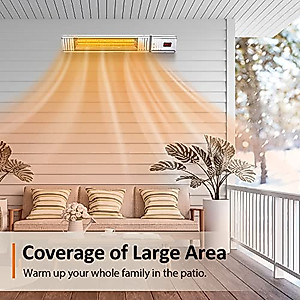 Patio Heater-Air Choice Electric Infrared Heater 1500W Wall Mounted Indoor Outdoor, Quiet Instant Heating with LCD Display Remote Control Full Protection, Space Heater for Large Room Garage Backyard