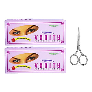 Vanity Threading Thread - Pack of 2 (10 Spools in Each Box) with Scissor by Behal International