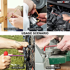 MAXPOWER 18-Piece Hex Key Allen Wrench Set, Hex Key Set SAE & Metric Extra Long Arm Ball End Set with T-Handle