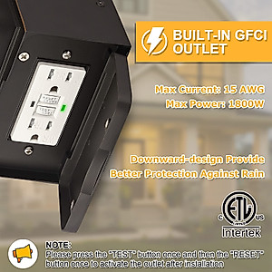 Porch Light with GFCI Outlet Built in, Dusk to Dawn Outdoor Light with Outlet, Waterproof Anti-Rust Alunmium Exterior Light Fixture Wall Mount Outside Light for House Garage Front Door, Bulb Included
