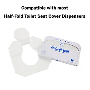 HOSPECO Discreet Seat Half-Fold Toilet Seat Covers, 14.25 X 16.5, White, 250/pack, 20 Packs/carton