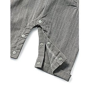 HeMarIsle HMD Baby Boy Gentleman White Shirt Bowtie Tuxedo Onesie Jumpsuit Overall Romper（0-18M） … (A Grey, 70(3-6 Month))