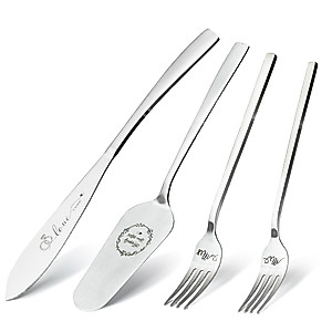 iooiluxry Cake Cutting Set For Wedding, Wedding Cake Knife And Server Set, Mr And Mrs Forks And Cake Cutter Set For Wedding, Bridal Shower Gifts, Engagement Gifts For Couples (Silver)
