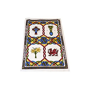 Royal Tara Irish Tea Towel with Celtic Knots Design -100% Cotton (Welsh Emblems)