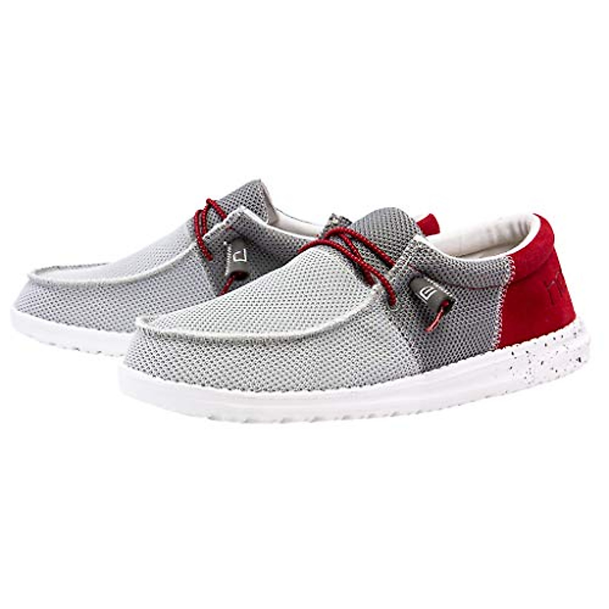 Hey Dude Men's Wally Sox Funk Dark Grey Red Size 10 | Menâ€™s Shoes | Men's Lace Up Loafers | Comfortable & Light-Weight