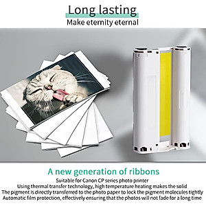 Compatible Canon Selphy CP1300 Ink and Paper KP-108IN KP108 3 Color Ink Cartridges and 108 Sheets 4x6 Photo Paper Glossy for Canon Selphy CP1300, CP1200, CP1000, CP910, CP900 Compact Photo Printers