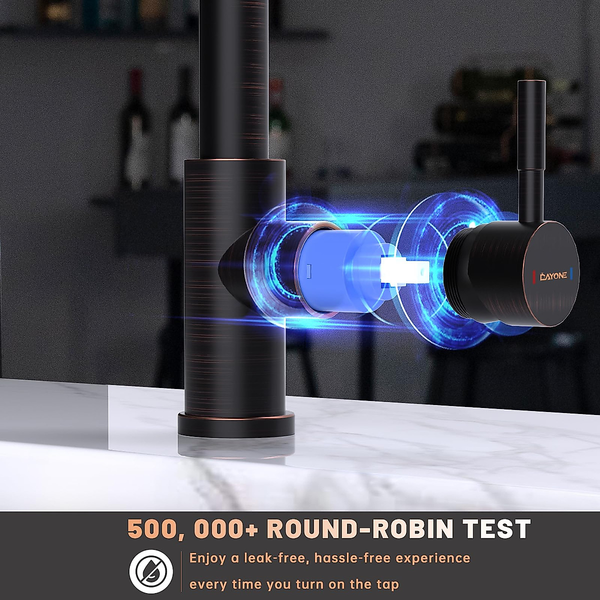 DAYONE Oil Rubbed Bronze Kitchen Faucet and Soap Dispenser, Bronze Kitchen Sink Faucet with Pull Down Sprayer, High Arch Single Handle Sink Faucet for Kitchen