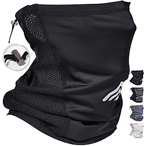 Vitscan Adjustable Neck Gaiters Face Mask UV Proof Protection Dust Cycling Mask Balaclava Scarf Face Mask Breathable Bandana Mask Face Coverings for Men Women Headbands Blue Grey