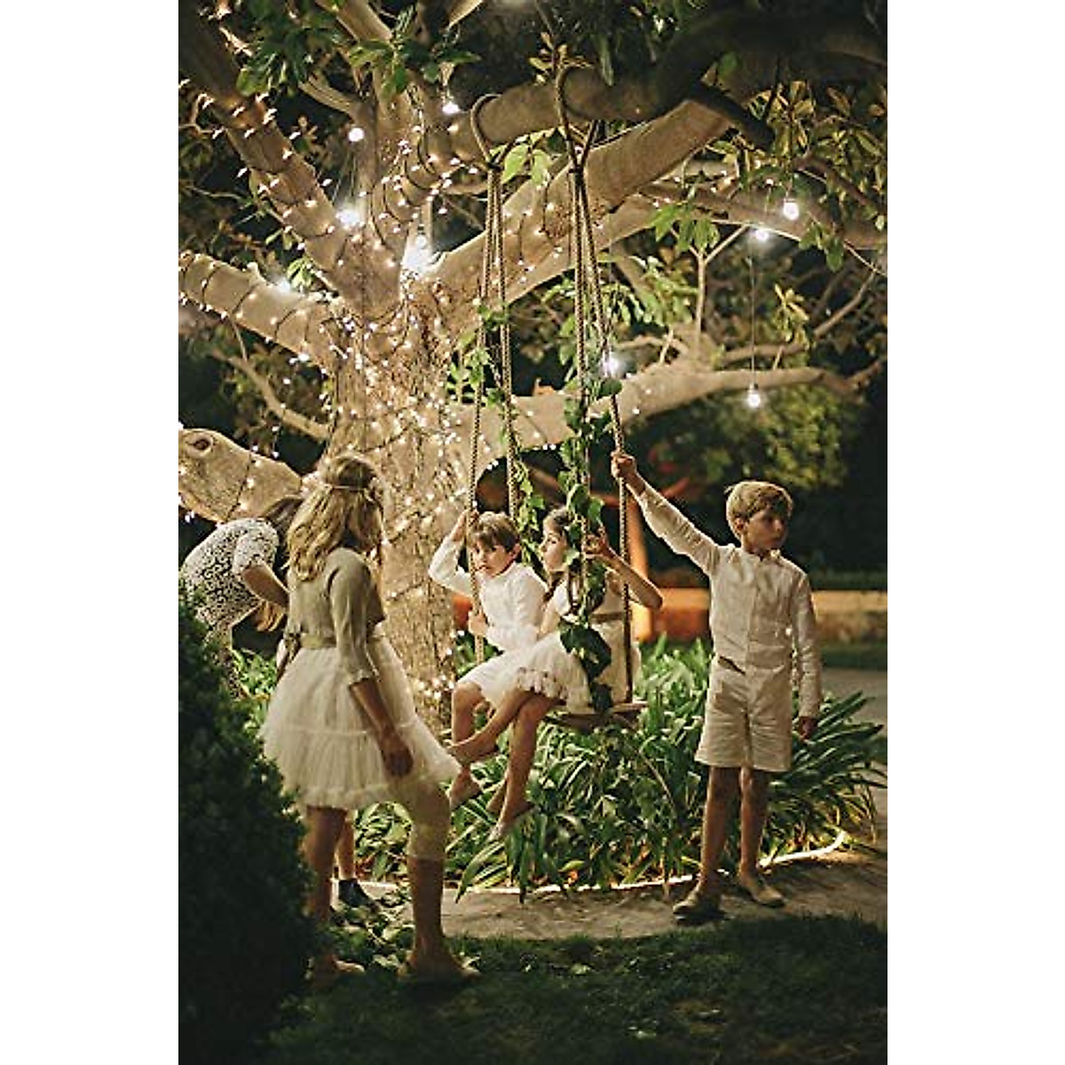 OZS-105FT 300LED Warm White Solar Christmas String Lights Outdoor, Waterproof 8 Modes Green Wire Christmas Tree Lights for Garden, Christmas Decorations (Warm White)