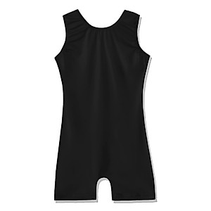 EQSJIU Leotards For Girls Gymnastics Size 5-6 With Shorts Black Pure Girls Tumbling Outfit Primary School Class 5/6 Years