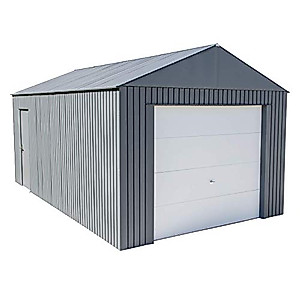 Sojag 12' x 20' Everest Galvalume Steel with Extra Tall Walls Garage Storage Building, 12' x 20', Charcoal