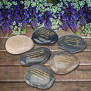 Stonebriar Inspirational Psalm Polished River Stones, Set of 6, Natural