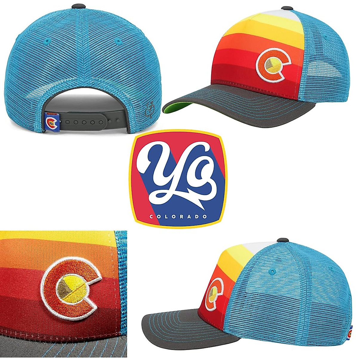Colorado Trucker Hats for Men & Women - Custom Sunset Fader Style with Snapback, Versatile & Conscious Outdoor Cap, Adult Fit