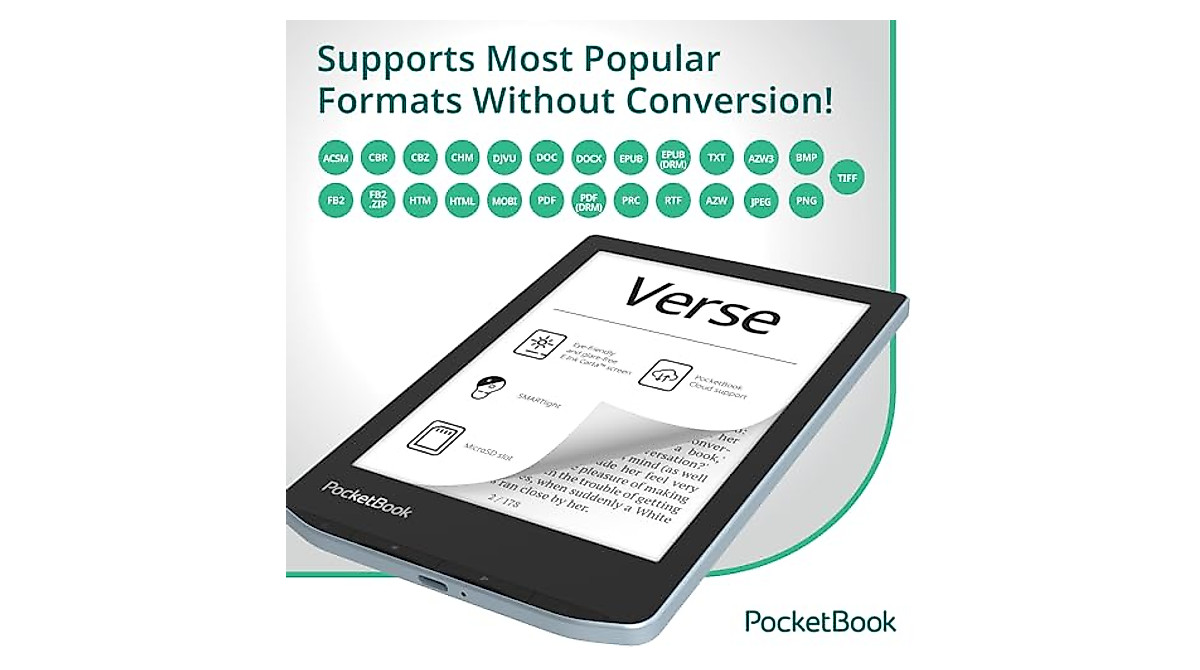 PocketBook Verse E-Reader: Eye-Friendly 6'' E-Ink Display | Buy Now