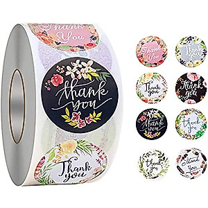 500pcs 1.5'' Thank You Stickers 8 Floral Designs of Thank You Label Stickers for Greeting Cards Flower Bouquets Self-Adhesive Labels for Gift Wraps Tags Mailers Bag - (Floral, 1.5 in)