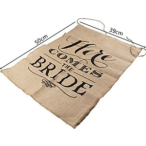 OZXCHIXU 'HERE Comes The Bride' Burlap Bunting Banners for Wedding Backdrop Decoration, 1pc Flags
