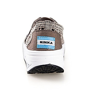 Bill&Candy Women's Mesh Slip-On Platform Toning Shoes Crochet Fitness Work Out Sneaker Dark Grey