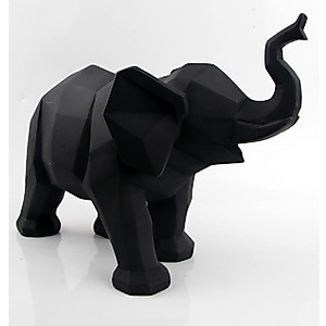 ABEESEA Large Black Elephant Sculpture Statue Collectible Figurines with Trunk Up Wealth Lucky Elephant Figurine,Perfect for Home Decor Gift