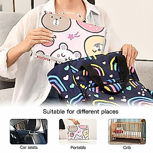 Bulletgxll Cute Bear Face Portable Diaper Changing Pad Waterproof Changing Pad with Baby Tissue Pocket and Magic Stick for Newborn Baby.
