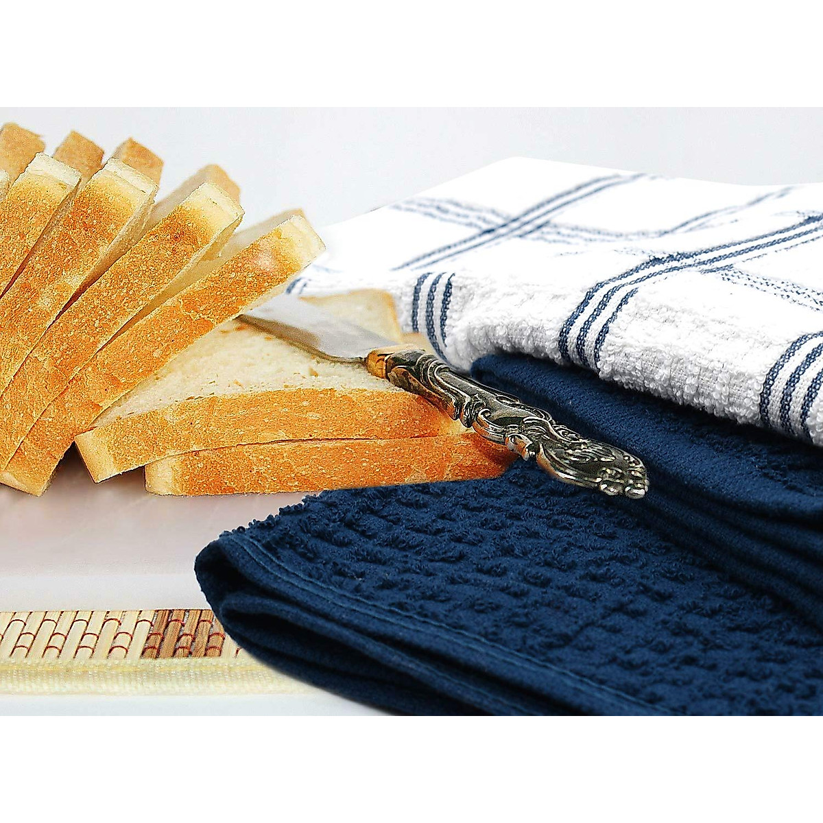 DAN RIVER Dish Towels for Kitchen - 100% Cotton | Tea Towels for Kitchen |Quick Drying Towels | Dish Clothes for Washing Dishes | Washcloths for Dishes |12”x12” Blue Opal Pack-8
