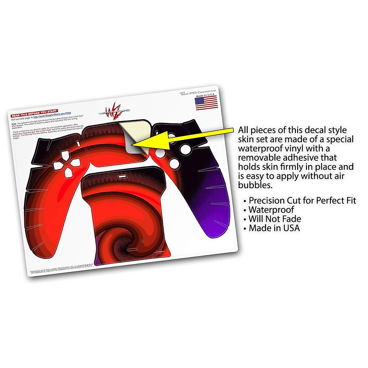 WraptorSkinz Skin Wrap compatible with Sony PS5 DualSense Controller Alecias Swirl 01 Red (CONTROLLER NOT INCLUDED)