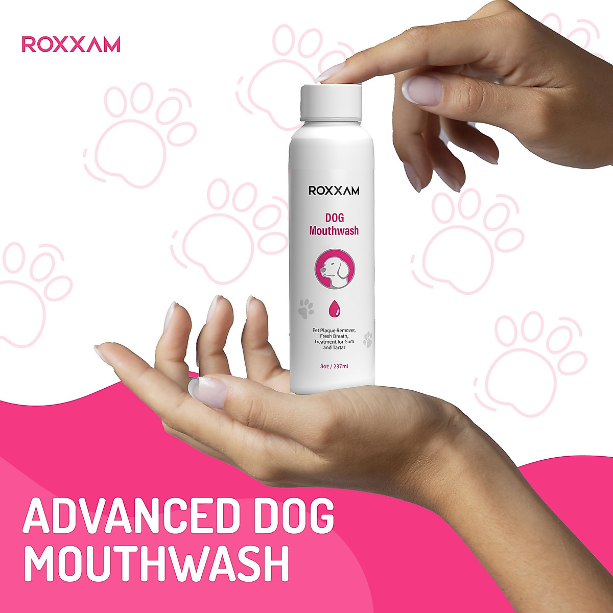 ROXXAM Dog Mouthwash: Advanced Dental Care Water Additive for Dogs | Keep Dog Breath Fresh and Teeth Clean | Supports Gum Health | Eliminates Bad Breath, Whitens Teeth, Prevents Cavities