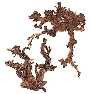 PINVNBY Natural Large Driftwood for Aquarium Decorations Assorted Branches Dearded Dragon Tank Accessories Terrarium Decor 2 Pack