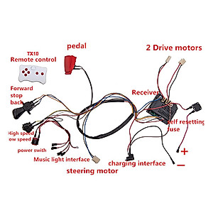 12 Volt Children Electric Car DIY Modified Wires and Switch Kit,with 2.4G Bluetooth Remote Control and Receiver,for Children Electric Ride On Car Accessories