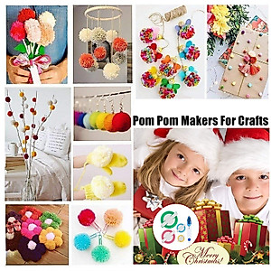 2 Set Pompom Makers of 6 Sizes, JOERSH 50 PCS Pom Pom kit Includes 8 PCS Pom Pom Maker, 2 PCS Thread Cutter Scissors, 40 PCS Plastic Needles for Fluff Ball Weave DIY Wool Yarn Knitting
