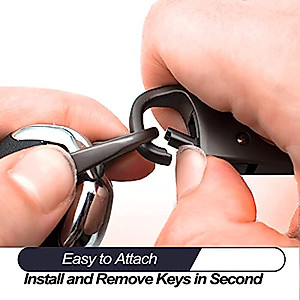 MECHCOS Metal Keychain Car Fob Key Chain Holder Clip with Detachable Valet Key Ring & Anti-Lost D-Ring for Men and Women - Gunmetal