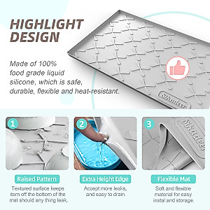 SIKADEER 31" x 22" Under Sink Protectors for Kitchen Sink Mat, Bathroom Tray Fridge Organizer, Dish Drying Mat Silicone Cabinet Liner with Raised Edg, Attractive Pattern, Leak-proof and splash-proof