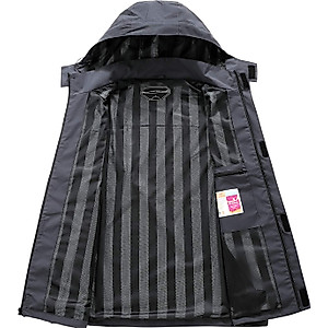 OTU Men's Lightweight Waterproof Hooded Rain Jacket Outdoor Raincoat Shell Jacket for Hiking Travel Darkgrey M