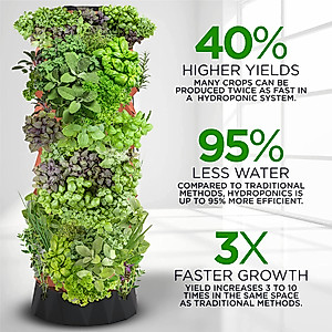 Nutraponics Hydroponics Indoor Garden Growing System - Automated Aeroponic Vertical Tower Garden + LED Grow Lights Planting Kit Farm Plants Fresh Herb Garden, Fruits & Vegetables Nursery - 80 Pots