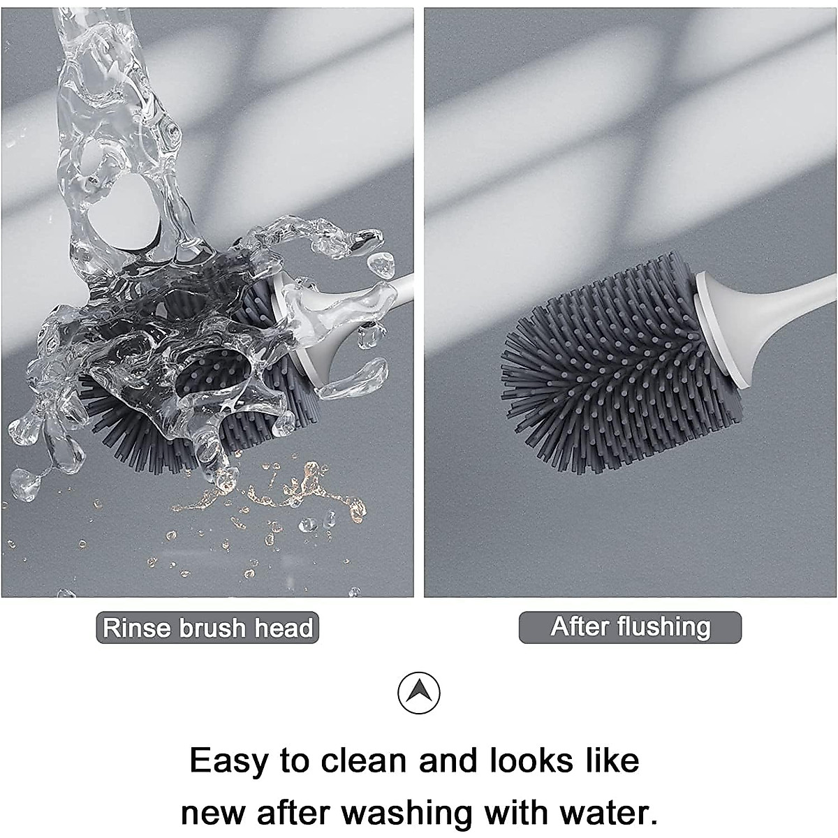 Lefree 3 Pack Silicone Toilet Brush,Rubber Toilet Bowl Brush and Holder Set with Ventilated Holder, Toilet Cleaner Brush for Bathroom,Floor Standing & Wall Mounted Toilet Scrubber Without Drilling