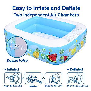 Kiddie Pool, 60"×41"×18" Inflatable Pool with Inflatable Soft Floor, Cool Summer Swimming Pool for Kids and Family, Blow Up Pool for Backyard, Garden, Indoor, or Outdoor