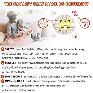 Ricbestlab Baby Proofing Edge and Corner Guards, Safety 3M Pre-Taped Furniture Bumper, Rice White, Heavy-Duty (Rice White, 6.5 Feet + 4 Corner)