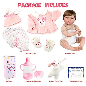 Aori Reborn Baby Dolls - Lifelike Girl Doll, Realistic Newborn Baby Doll with Feeding Toy, Gift Set for Kids 3+