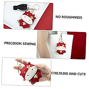 Cabilock 3 pcs Key Chain Animal Keychains Backpack Keychains Keychain for Kids New Year Party Bag Filler Goodbye Keychain Year of ox Keychain Key Decor Calf Key Pendant PU Keychain Alloy