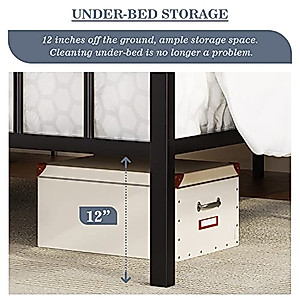 Allewie Heavy Duty Queen Size Platform Bed Frame with Headboard, Metal Slats Support Mattress Foundation, No Box Spring Needed, Under Bed for Storage, Easy Assembly, Noise-Free, Black