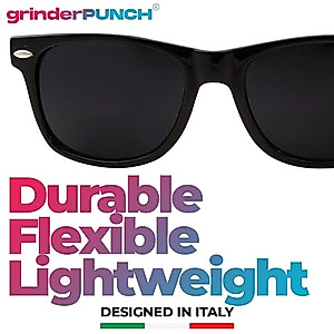 grinderPUNCH Super Dark Black Lens Men's Sunglasses Retro Classic 80's Stylish Trendy Shades (Black)