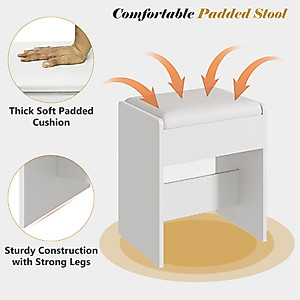 Makeup Vanity Desk with Lights and Charging Station, White Vanity Set with 5 Drawers & Stool for Girls Women Vanity Dressing Table for Bedroom, 3 Lighting Modes Adjustable Brightness