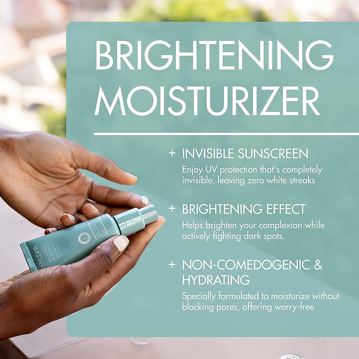 Bolden SPF 30 Brightening Face Moisturizer with Vitamin C | Broad Spectrum UVA/UVB Sunscreen | Applies Clear without Chalky Residue | Ideal for Melanin Rich Skin | 2.0 FL Oz