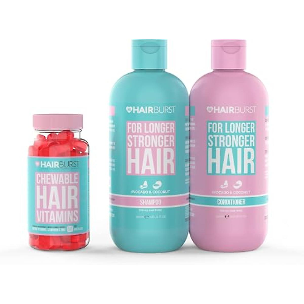 HAIRBURST Shampoo, Conditioner & Chewable Vitamin Bundle All Natural Hair Growth For Longer, Stronger Hair
