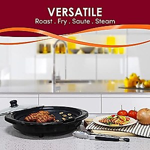 Smokeless Indoor Electric BBQ Grill with Glass Lid, Dishwasher Safe, PFOA-Free Nonstick, Adjustable Temperature, Fast Heat Up, Low-Fat Meals Easy to Clean Design