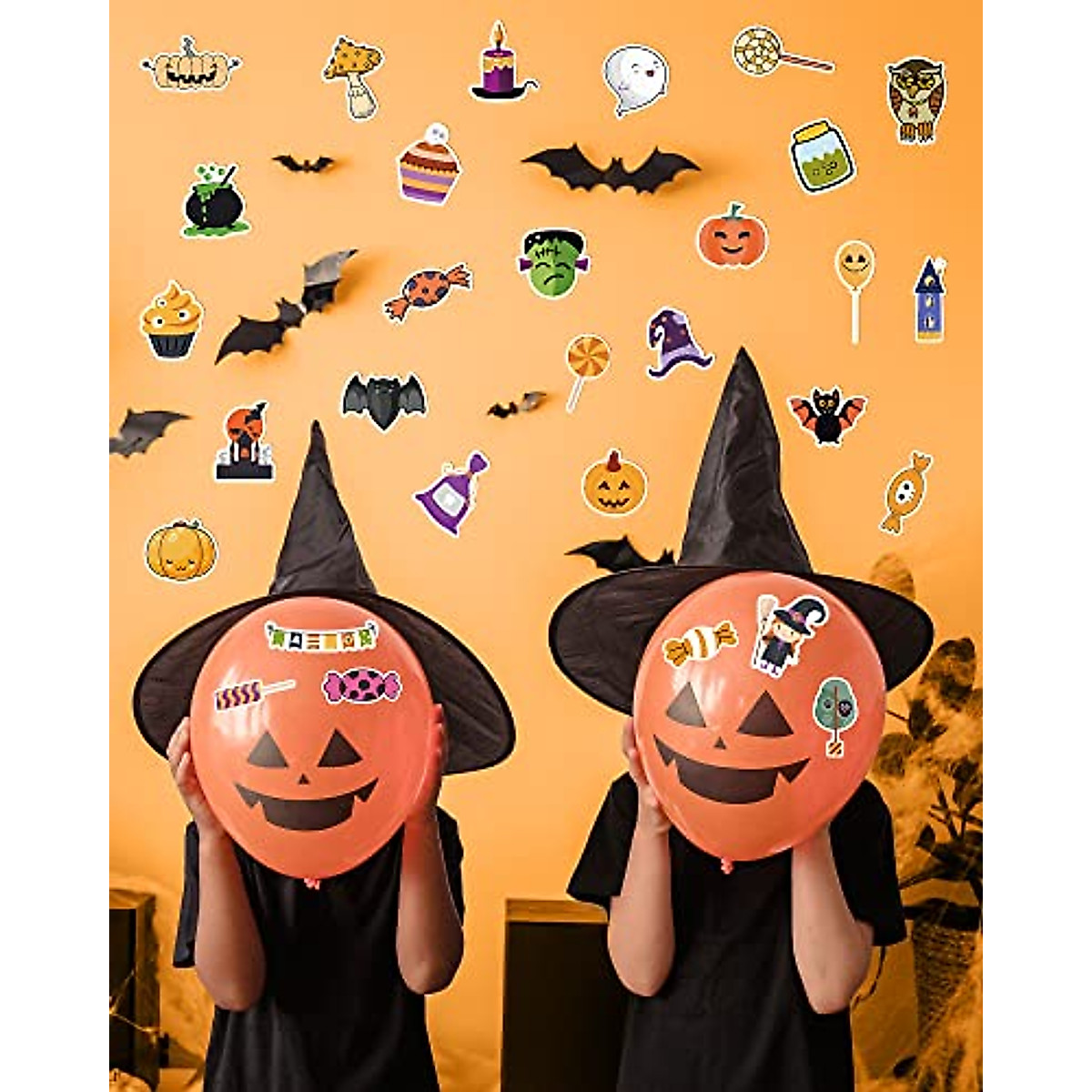 300PCS Halloween Pumpkin Stickers,Vinyl Waterproof Stickers for Water Bottles Laptop Skateboard Computer,Halloween Party Favors Gifts Funny Stickers for Kids Teens Adults
