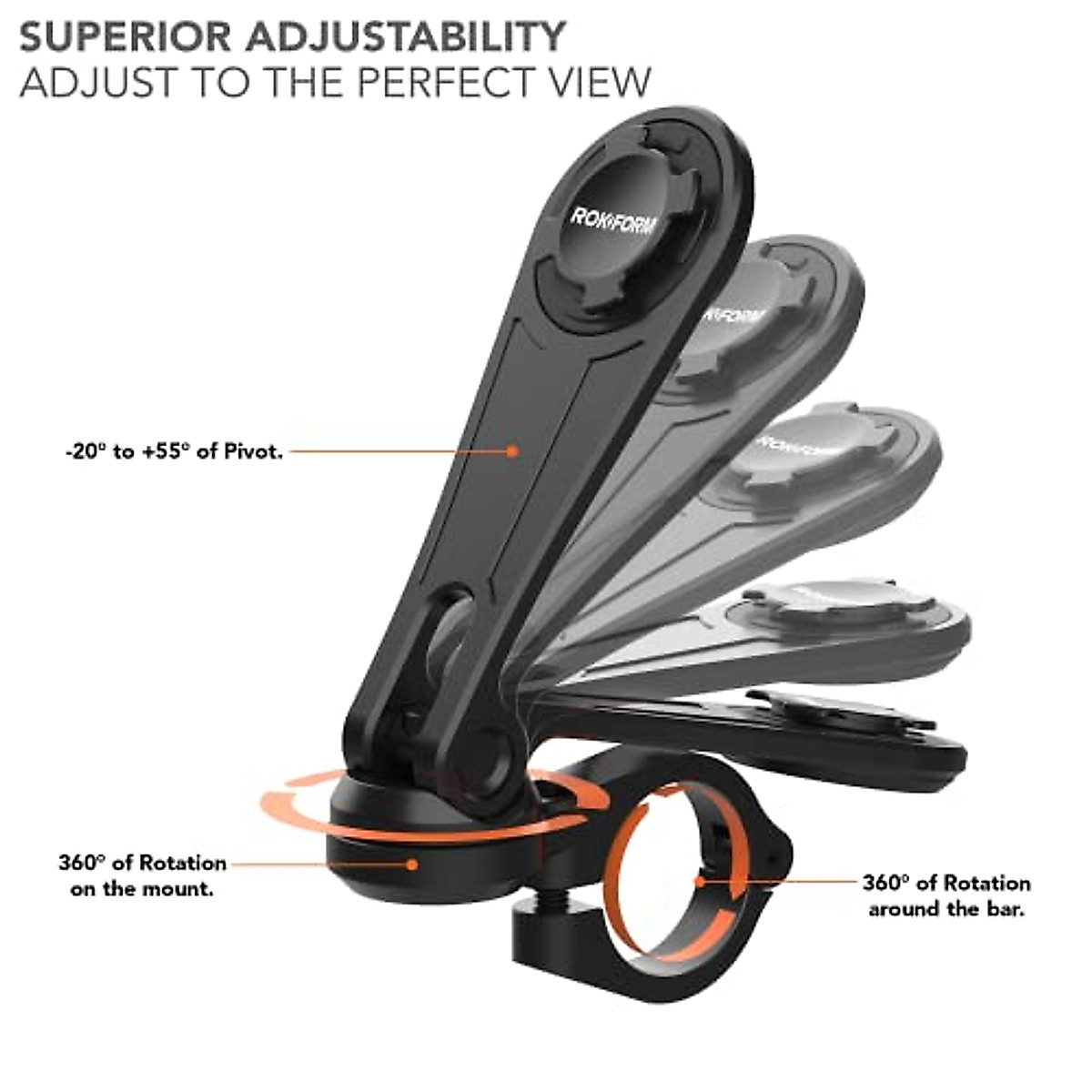 Rokform - iPhone 14 Pro Max Rugged Case + Motorcycle Handlebar Phone Mount (Black)