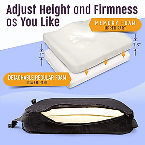 Aeris Memory Foam Seat Cushion for Office Chairs - Car Seat Cushion for Sciatica Pain - Carry Handle - Washable Cover-For Sitting Long Hours & Driving-Perfect for Truck Seats,Wheelchairs,Tailbone Pain