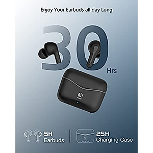 True Wireless Earbuds, TONSTEP Bluetooth 5.1 Headphones with Charging Case, Deep Bass Stereo Earphones, 30H Playtime, IPX6 Waterproof, Touch Control, in-Ear Built-in Mic Headset for Sport, Work(Black)