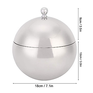 AUNMAS Double-Wall Stainless Steel Insulated Ice Bucket with Lid, 2 L, Spherical, Silver, Keeps Ice Cold & Dry for Home Bar, Chilling Beer Champagne and Wine